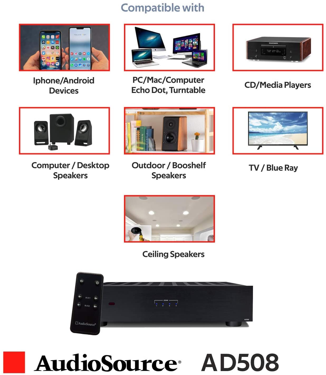 AudioSource Digital Amplifier, 8 Channels Stereo Versatility D Amplifi