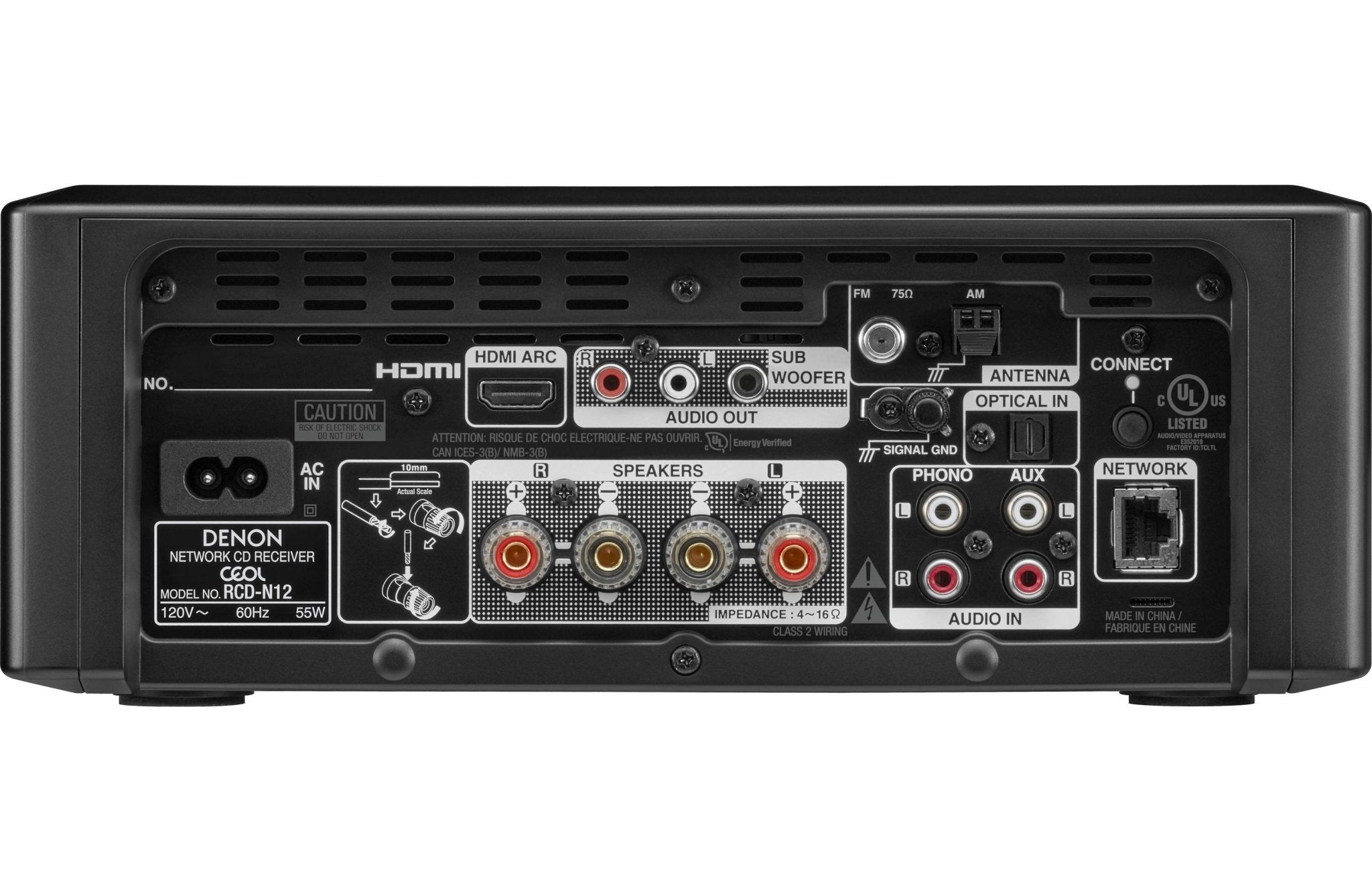 Denon CEOL RCD-N12 Compact Stereo Receiver with Built-In CD Player, Tu