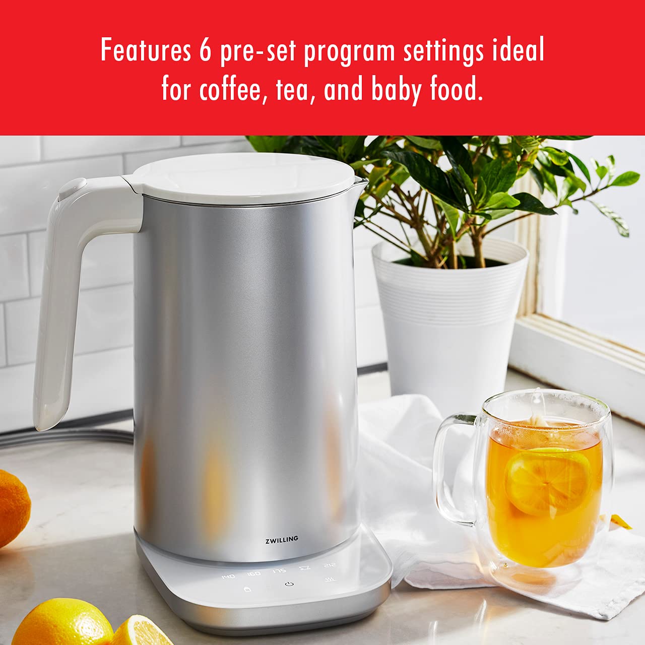 Zwilling Enfinigy Cool Touch 1.5-Liter Electric Kettle Pro, Cordless T